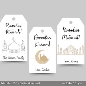 Editable Ramadan Mubarak Gift Tags Printable, Personalized Ramadan ...