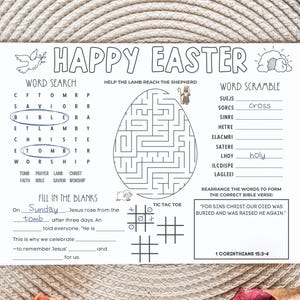 Easter Placemat Activity Printable Sheet Christian Bible Coloring for ...