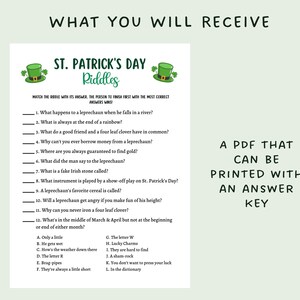 St Patrick's Day Riddles Game Printable St Pattys Riddle - Etsy