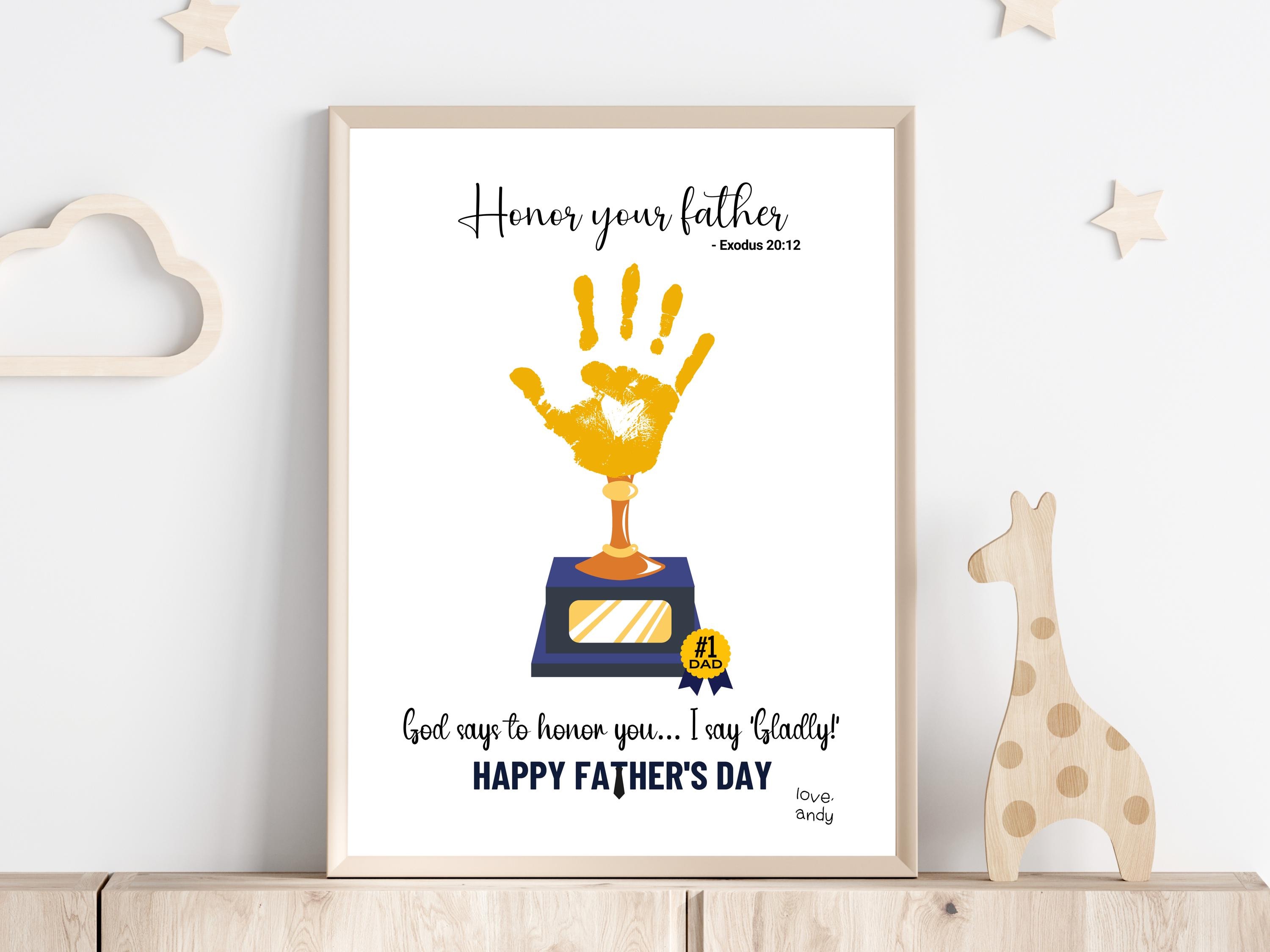 Father's Day Bible Craft Kids Printable, DIY Handprint Religious Art ...