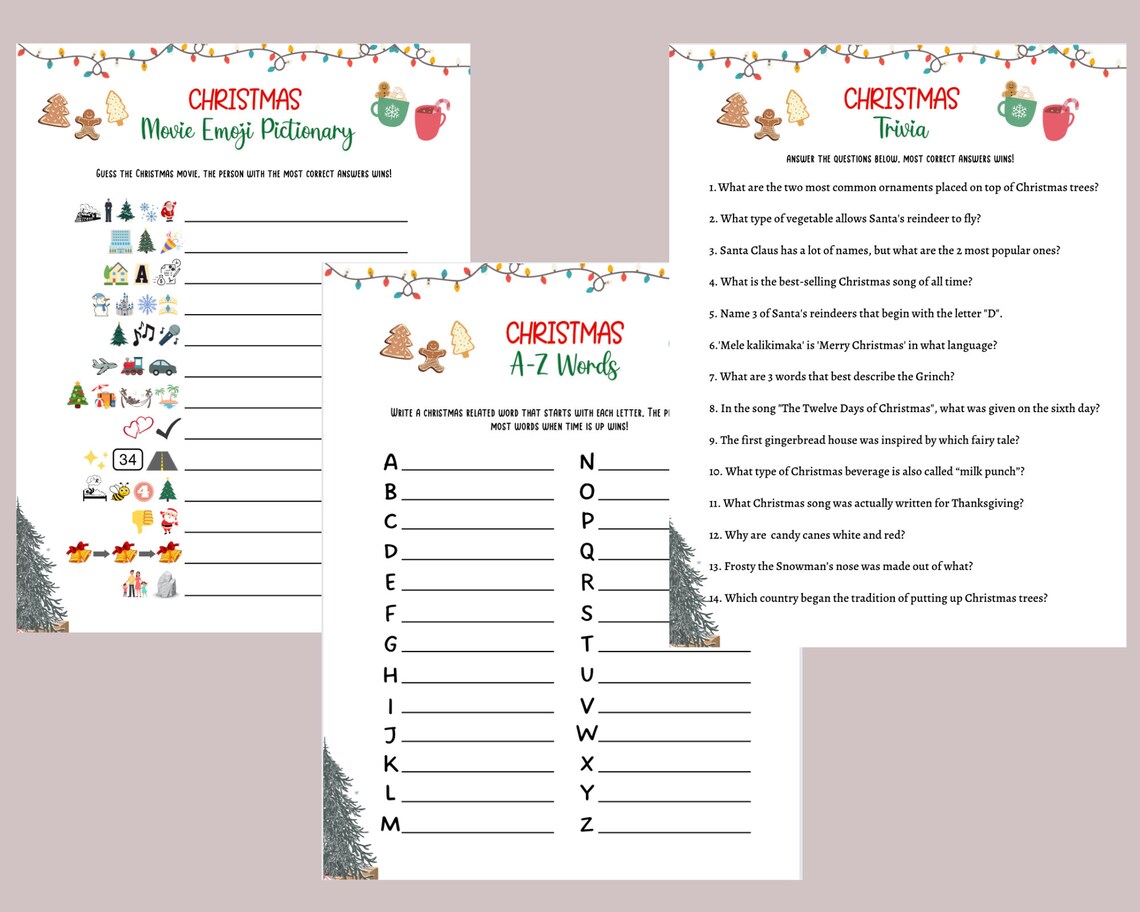 Christmas Game Bundle Printable Family Christmas Games - Etsy