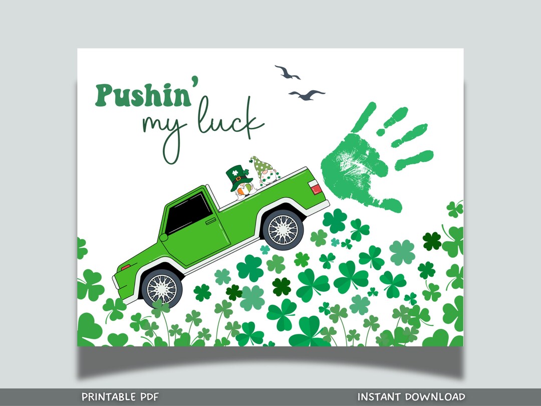 St Patricks Day Clover Handprint Craft Printable, DIY March Shamrock ...