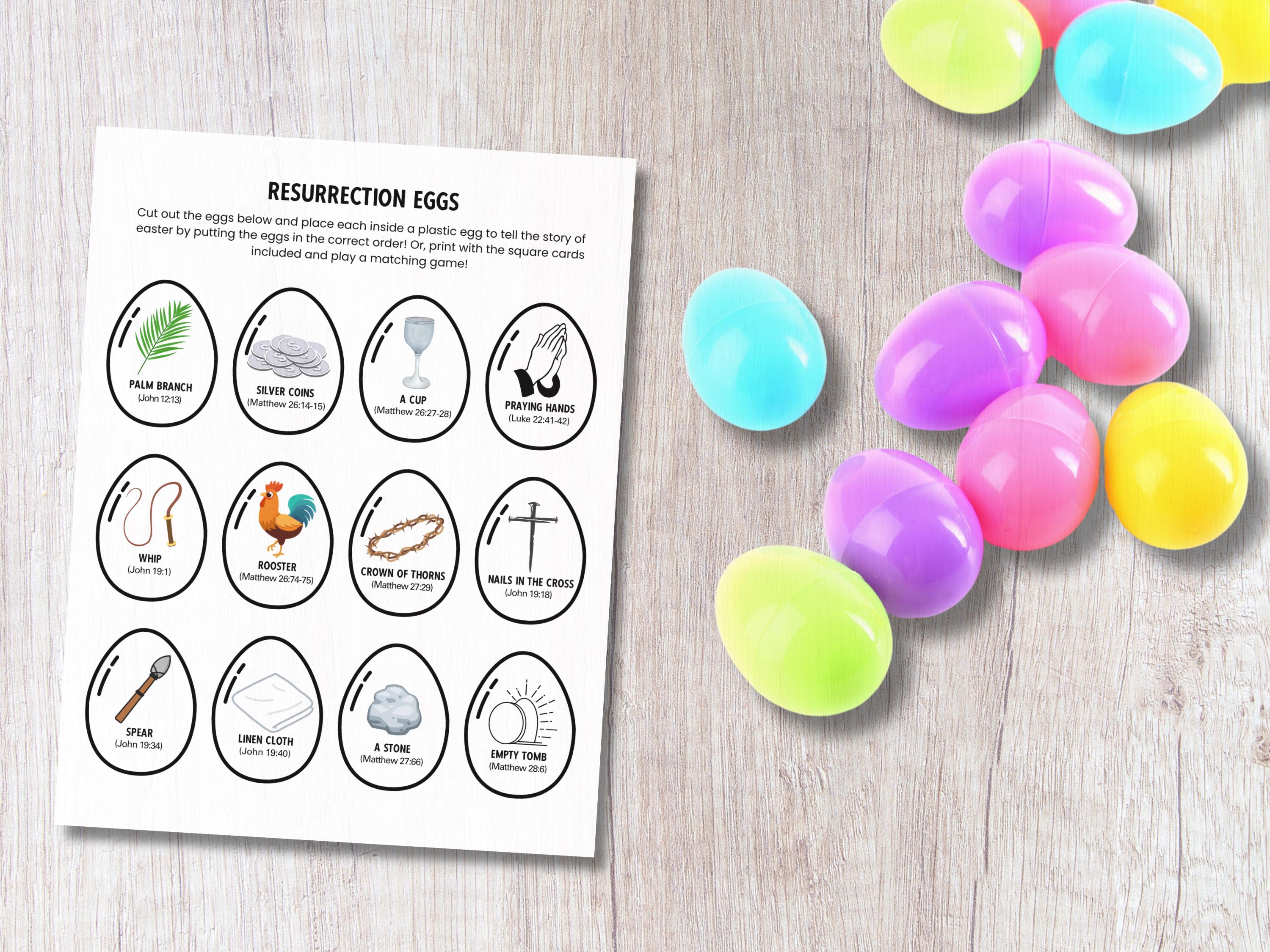 Easter Story Resurrection Eggs Printable for Kids, Holy Week Cards ...