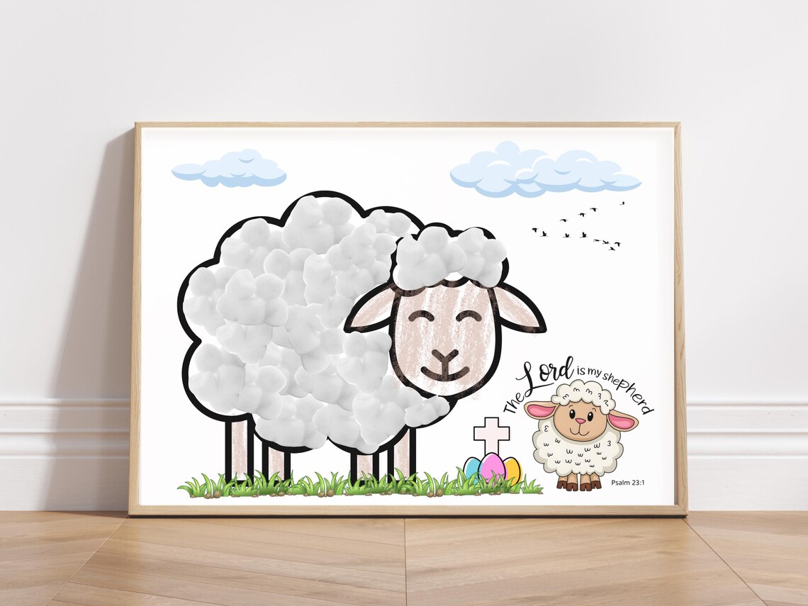 Easter Sheep Lamb Craft Printable Template, DIY Art Religious Keepsake ...