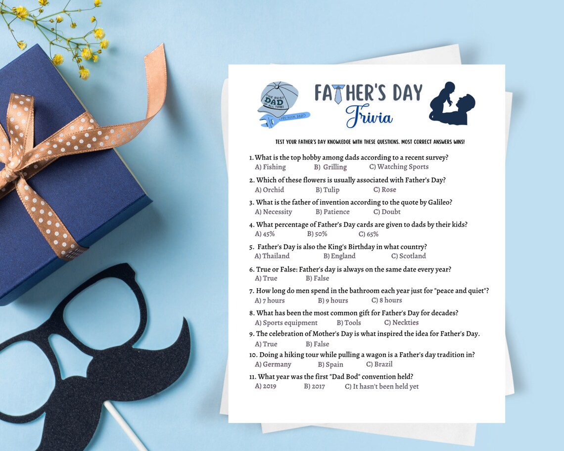 Father's Day Trivia Game Printable Fathers Day Ideas Fun - Etsy