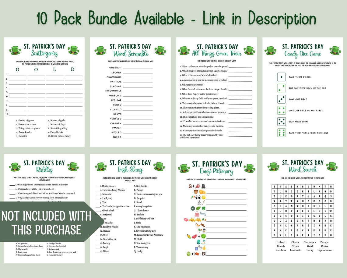 St Patrick's Day Irish Slang Game Printable St - Etsy