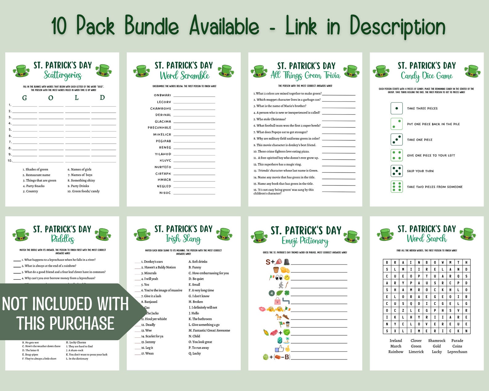 St Patrick's Day Irish Slang Game Printable St - Etsy