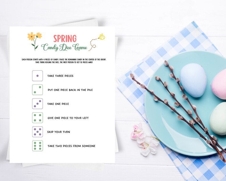 Spring Candy Dice Game Printable Spring Activity Adults & - Etsy