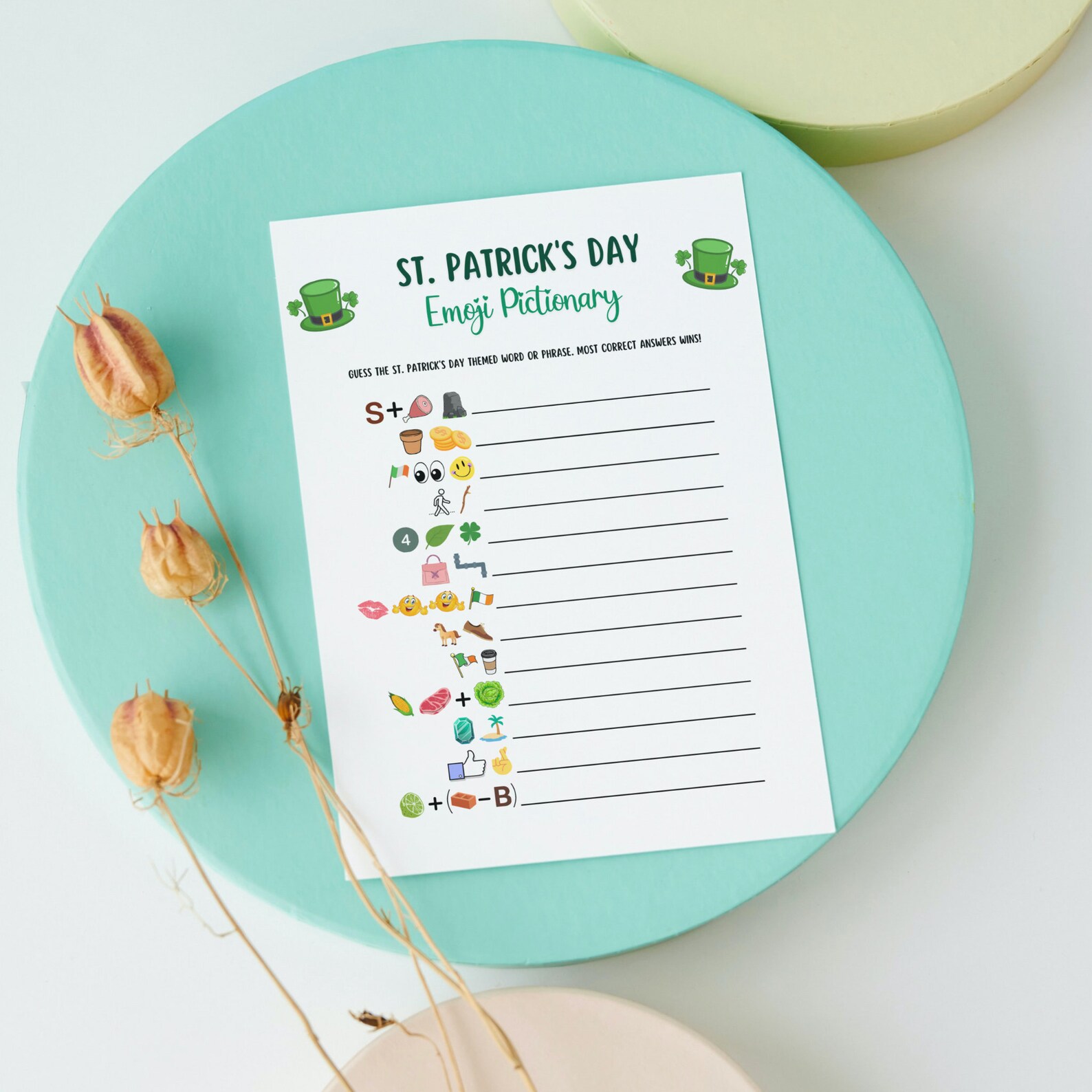 St Patricks Day Emoji Pictionary Game Printable, St Patricks Day Party ...