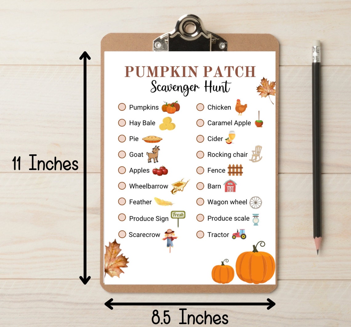 Pumpkin Patch Scavenger Hunt Printable Fall Neighborhood - Etsy