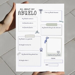 All About My Grandpa Abuelo Printable, Father’s Day Questionnaire ...