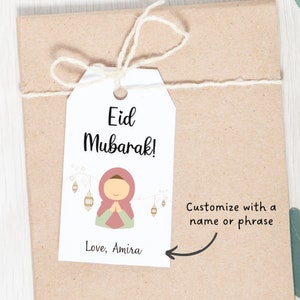 Editable Kids Eid Mubarak Gift Tags Printable, Custom Family Eid Gift ...