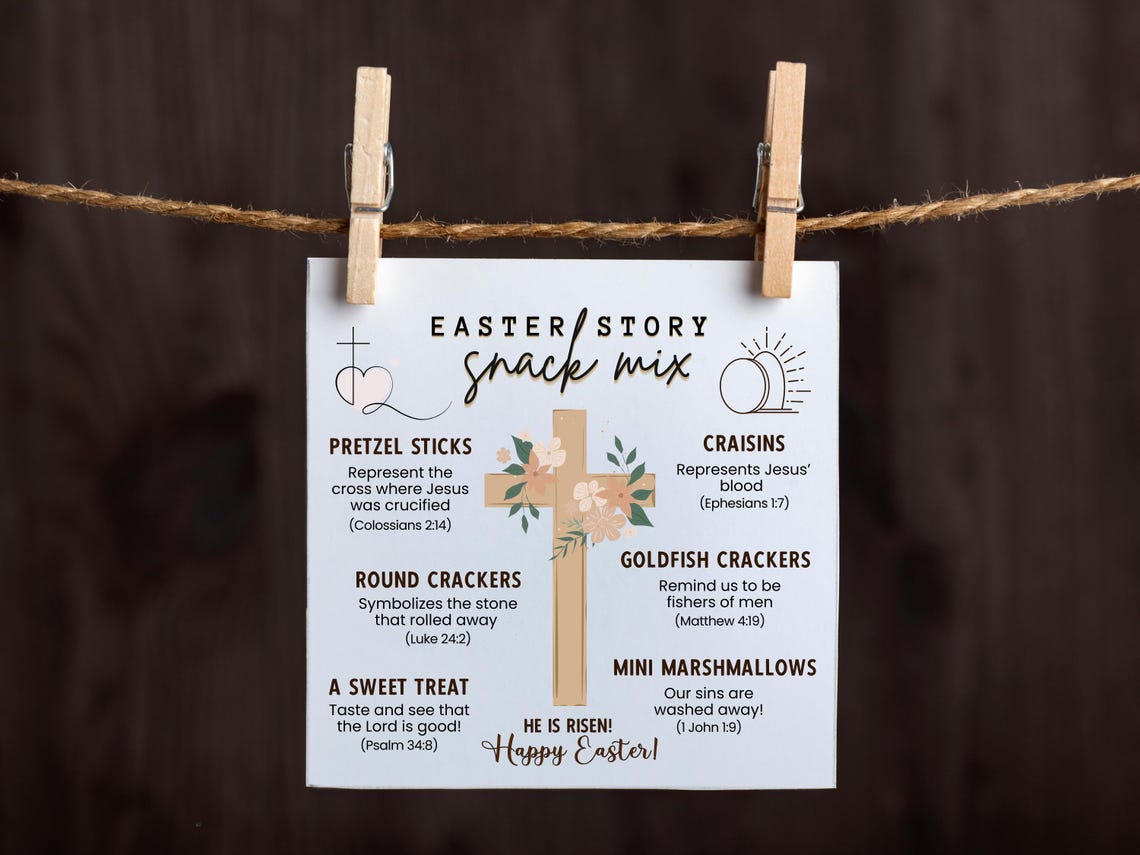 Easter Story Snack Mix Printable Holy Week Treat Basket Gift Tags ...