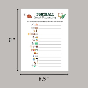 Football Emoji Pictionary Game Printable, Super Bowl Sunday Party Game ...