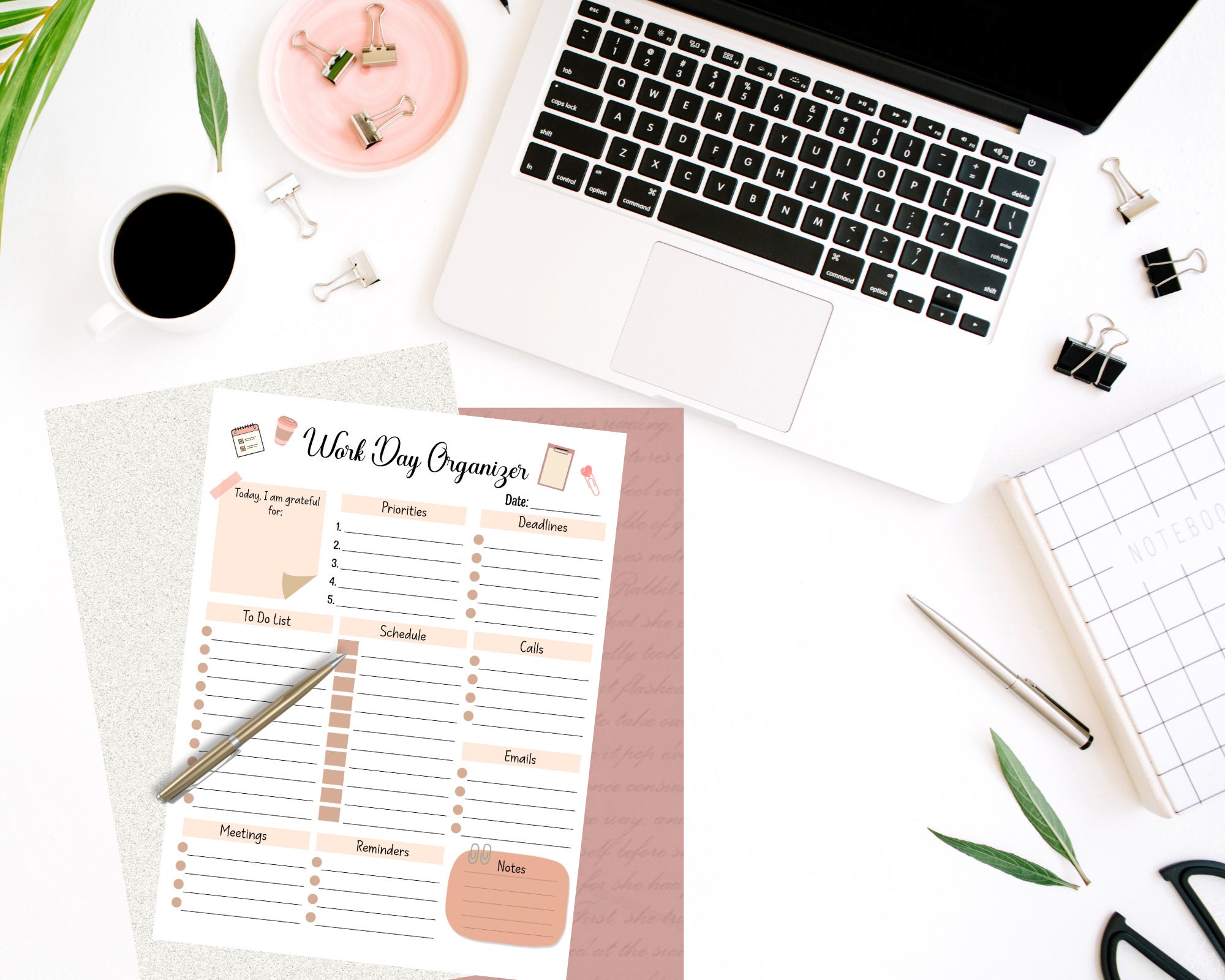 Work Day Organizer Editable Fillable Printable Work Planner - Etsy