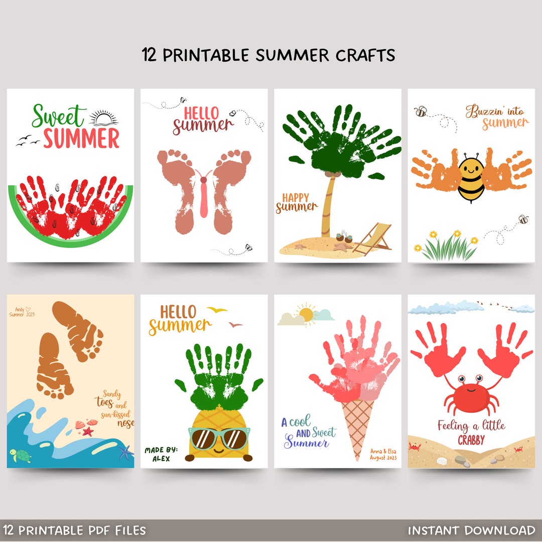 Summer Handprint Craft Printable, Footprint Art for Kids, Toddler ...