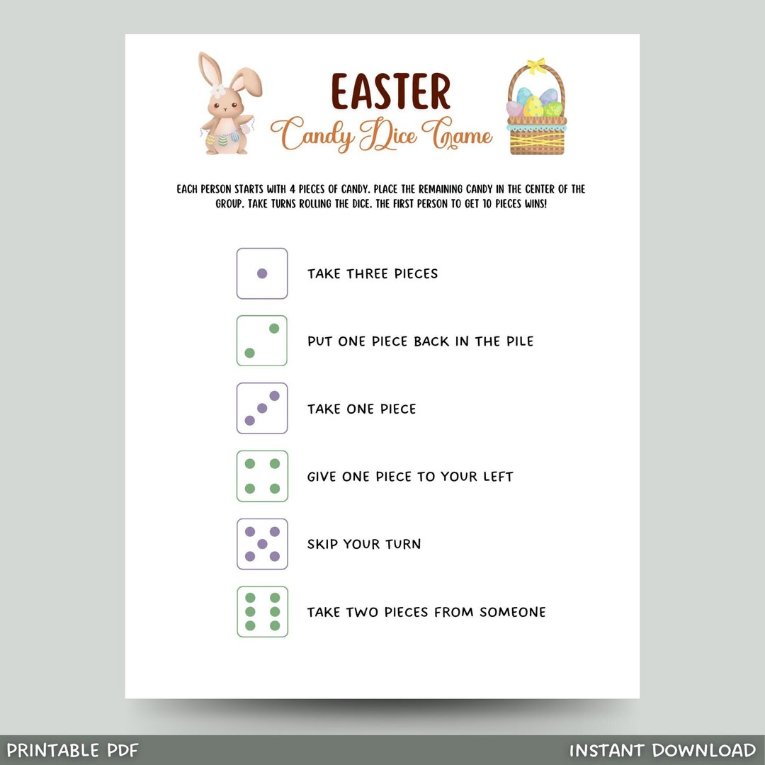 Easter Candy Dice Game Printable, Easter Egg Exchange Party Game ...