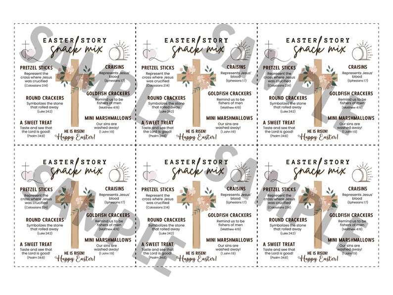Easter Story Snack Mix Printable Holy Week Treat Basket Gift Tags ...