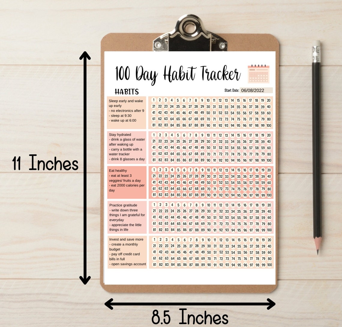 Habit Tracker Editable & Printable Daily Habit Chart Goal - Etsy