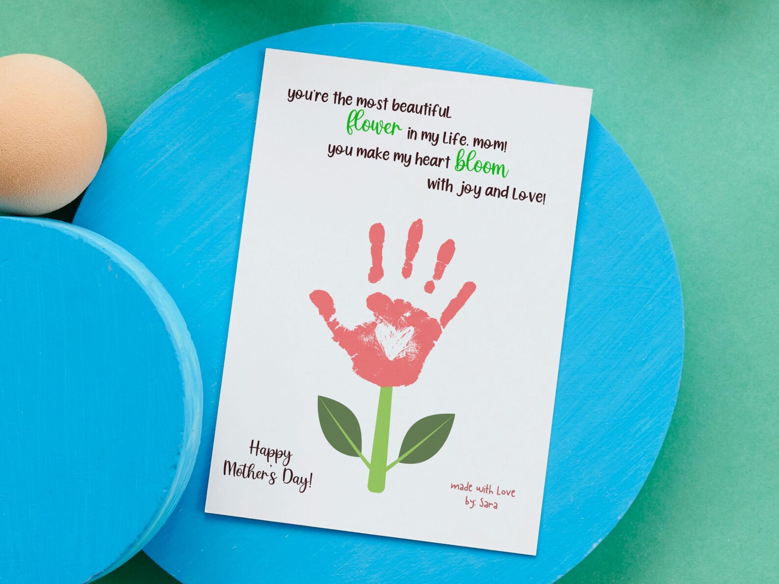 Mothers Day Flower Handprint Craft for Kids Printable Card Art Activity ...