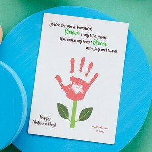 Mothers Day Flower Handprint Craft for Kids Printable Card Art Activity ...