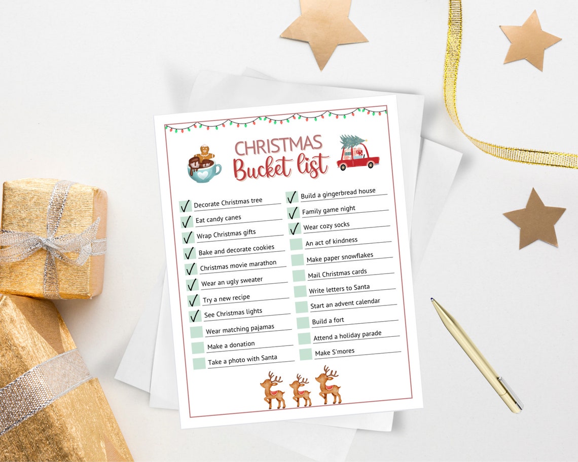 Christmas Bucket List Editable Printable Custom Bucket List - Etsy