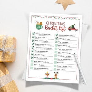 Christmas Bucket List Editable Printable, Custom Bucket List, Xmas ...