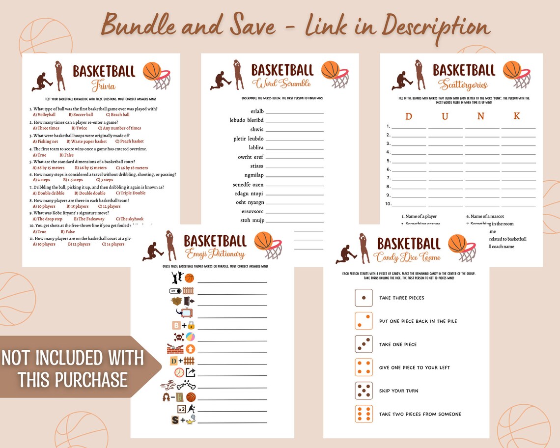 Basketball Trivia Game Printable Basketball Tailgate Party - Etsy Australia