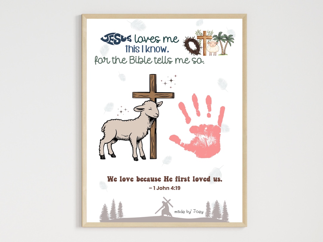 Easter Handprint Craft Printable, Personalized Gift DIY Religious ...