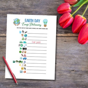 Earth Day Emoji Pictionary Game Printable, Party Game for Kids and ...