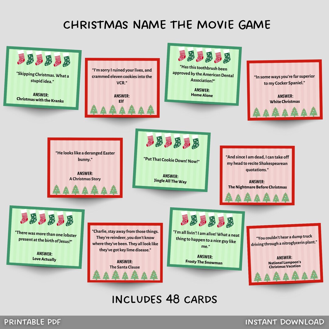 Christmas Name the Movie Game Printable, Family Feud Game, Christmas ...