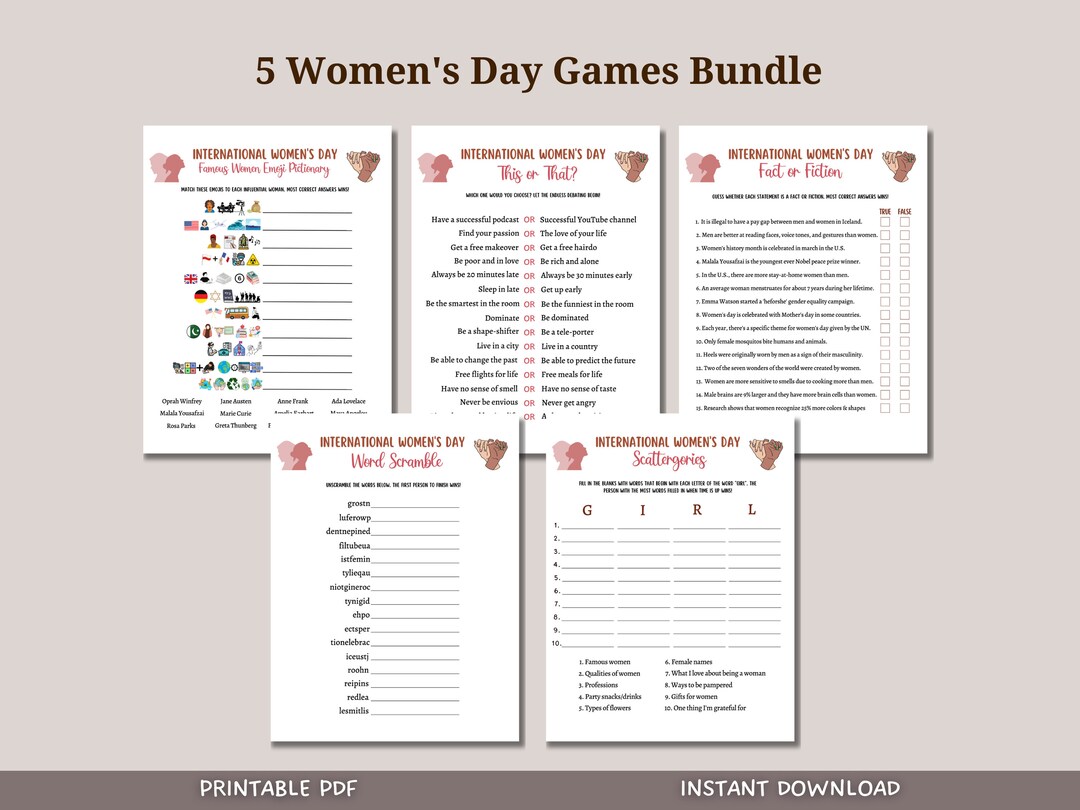 International Womens Day Games Printable, Womens History Month Party ...