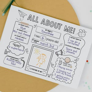 All About Me Coloring Page Printable, First Day of School Activity for ...