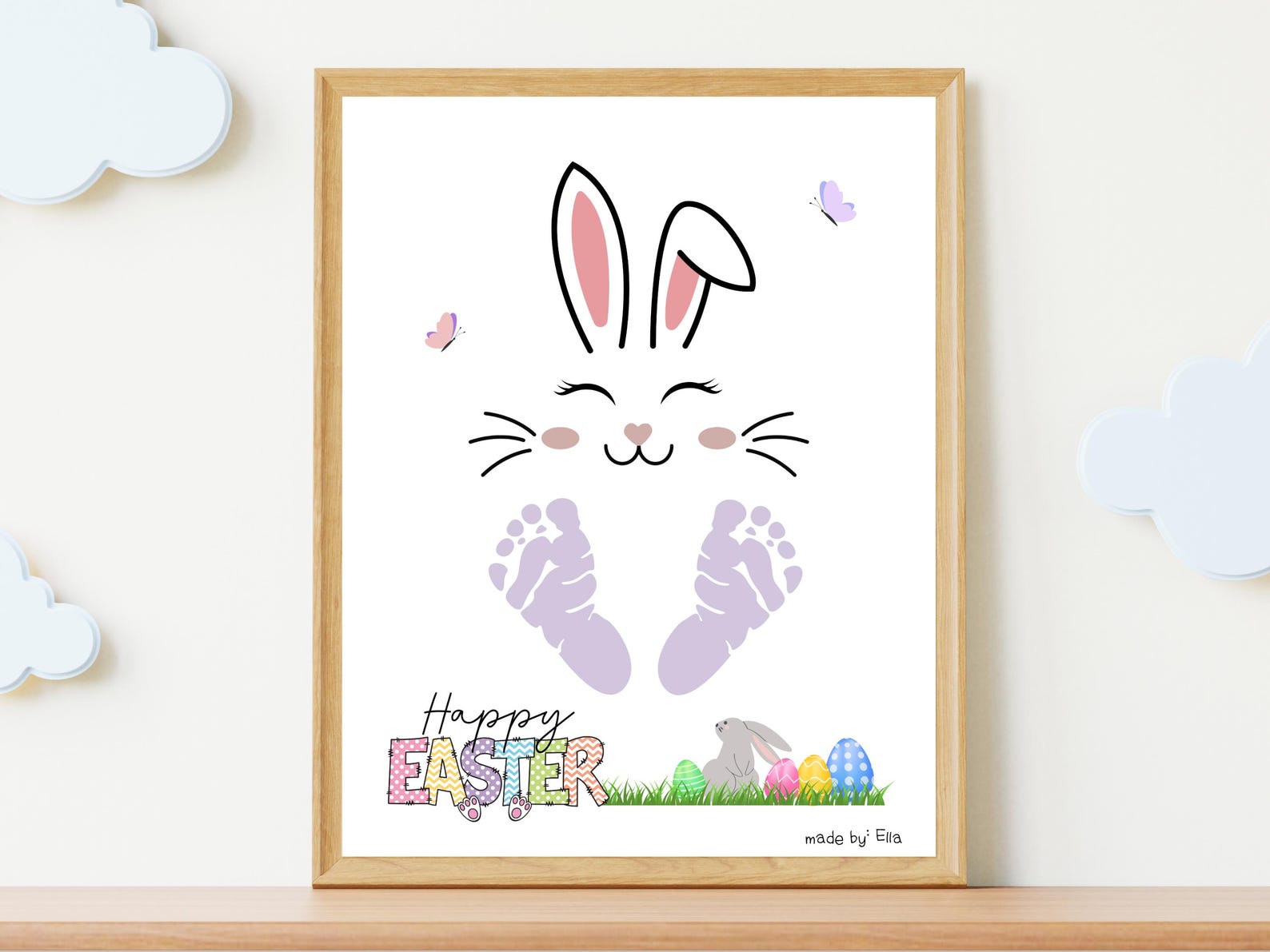 Happy Easter Bunny Footprint Craft for Kids Printable, DIY Handprint ...