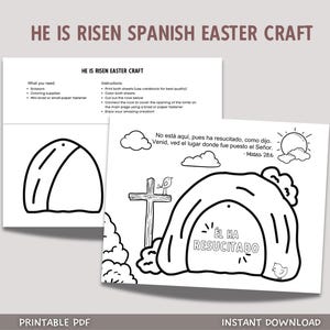 Spanish He is Risen Easter Coloring Craft Printable, Christian Sunday ...