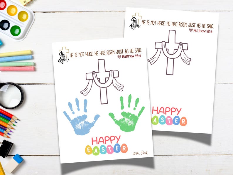 Christian Easter Handprint Craft Printable, DIY Religious Keepsake Art ...