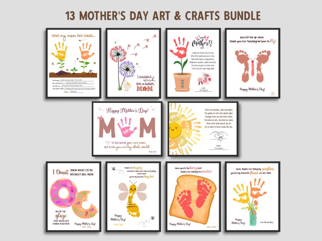 Mothers Day Handprint Craft Bundle for Kids Printable Card Art Activity ...