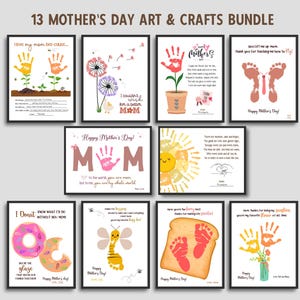 Mothers Day Handprint Craft Bundle for Kids Printable Card Art Activity ...