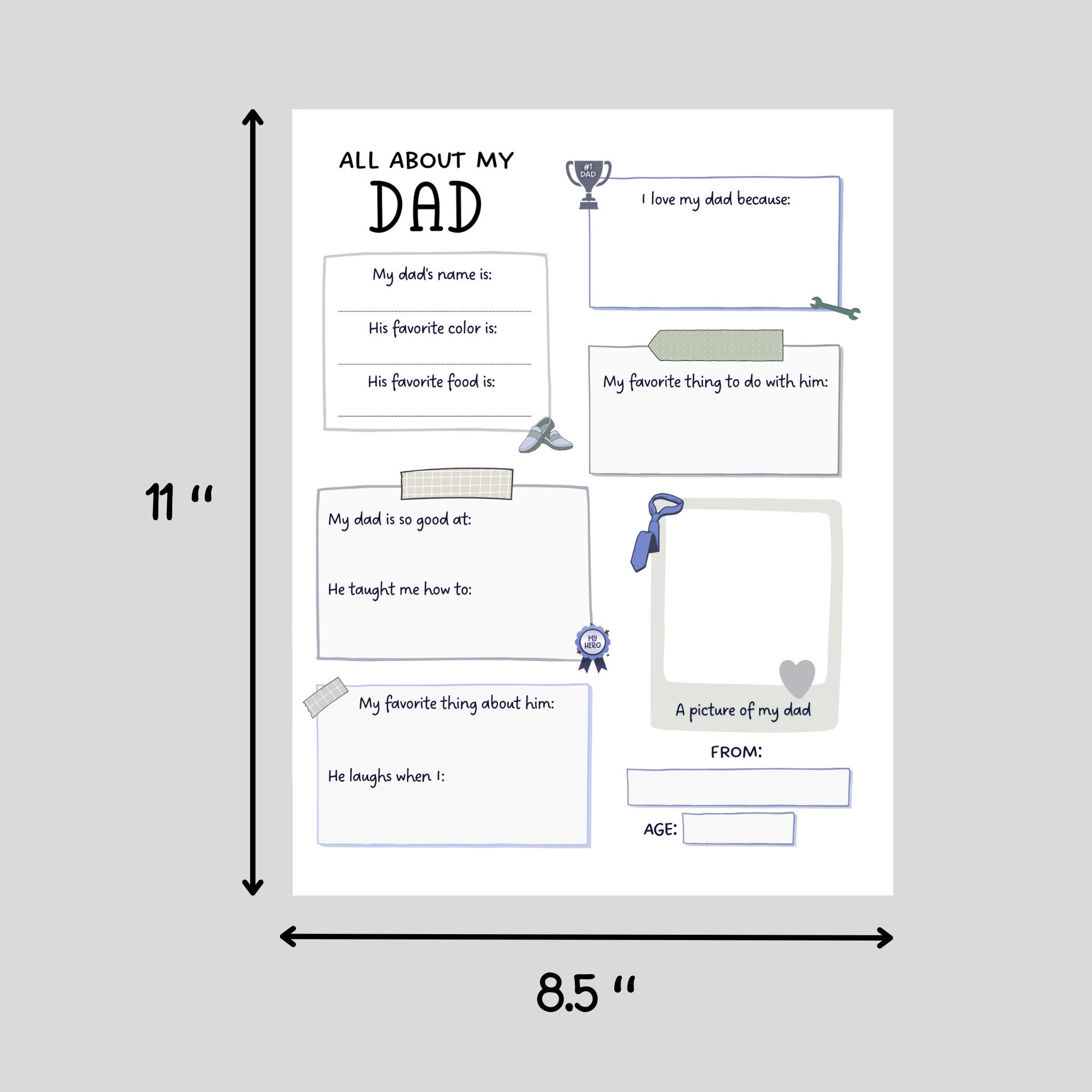 All About My Dad Printable, Father’s Day Questionnaire, All About My ...