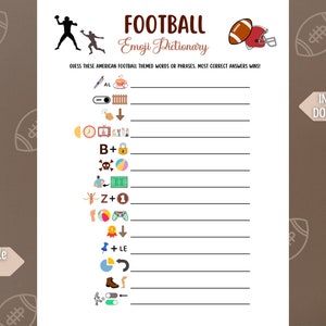 Football Emoji Pictionary Game Printable Football Party Game - Etsy