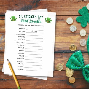 St Patricks Day Word Scramble Game Printable, St. Pattys Day Unscramble ...
