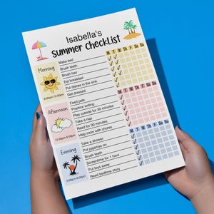 Kids Daily Summer Checklist Schedule Printable, Editable Chore Chart ...