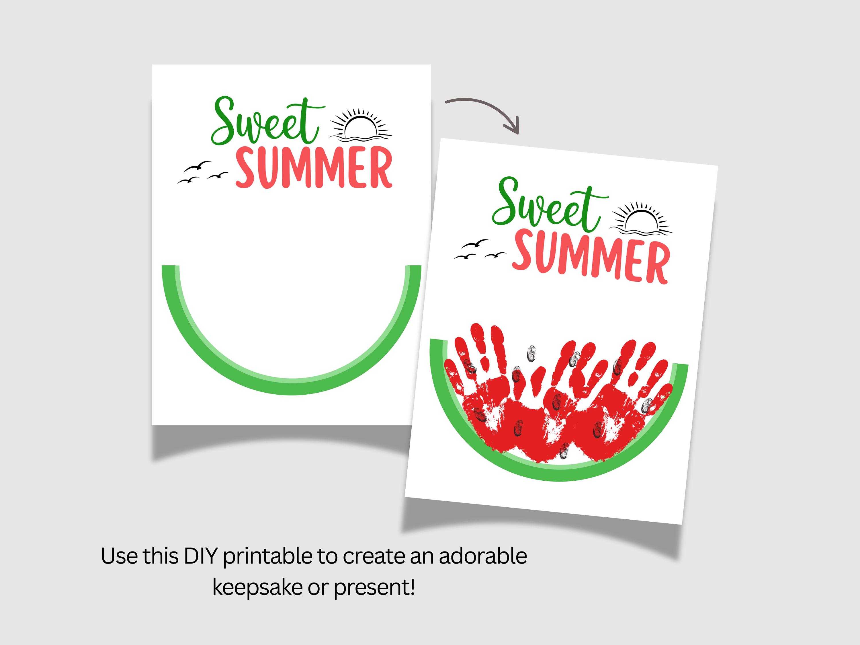 Watermelon Summer Handprint Craft Printable, DIY Art Project for Kids ...