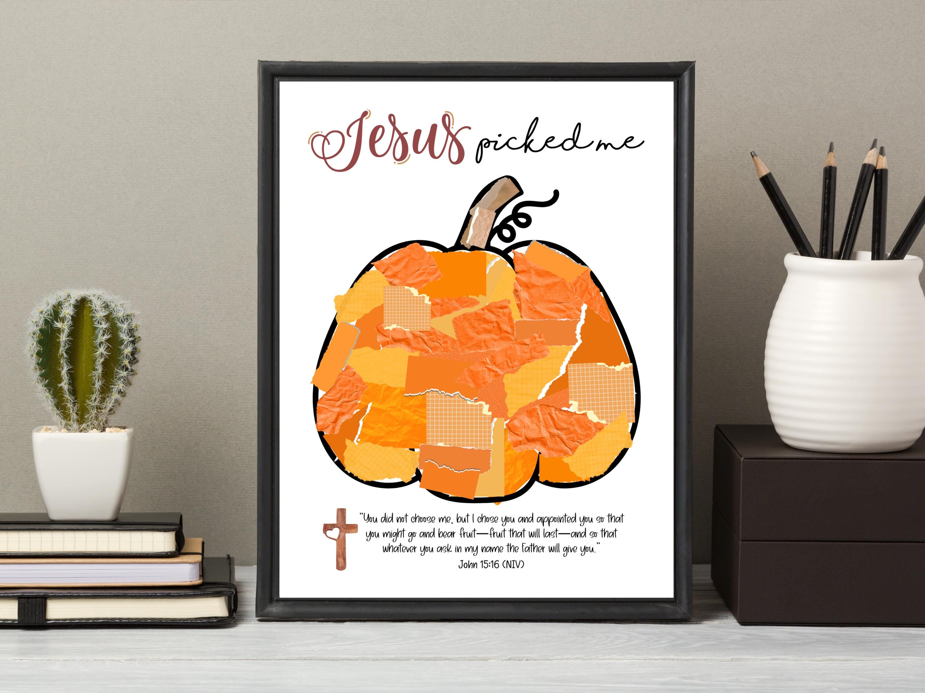 Fall Pumpkin Torn Paper Craft Printable for Kids, Thanksgiving Bible ...