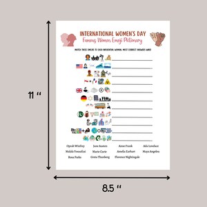 International Womens Day Famous Women Emoji Pictionary Game Printable ...