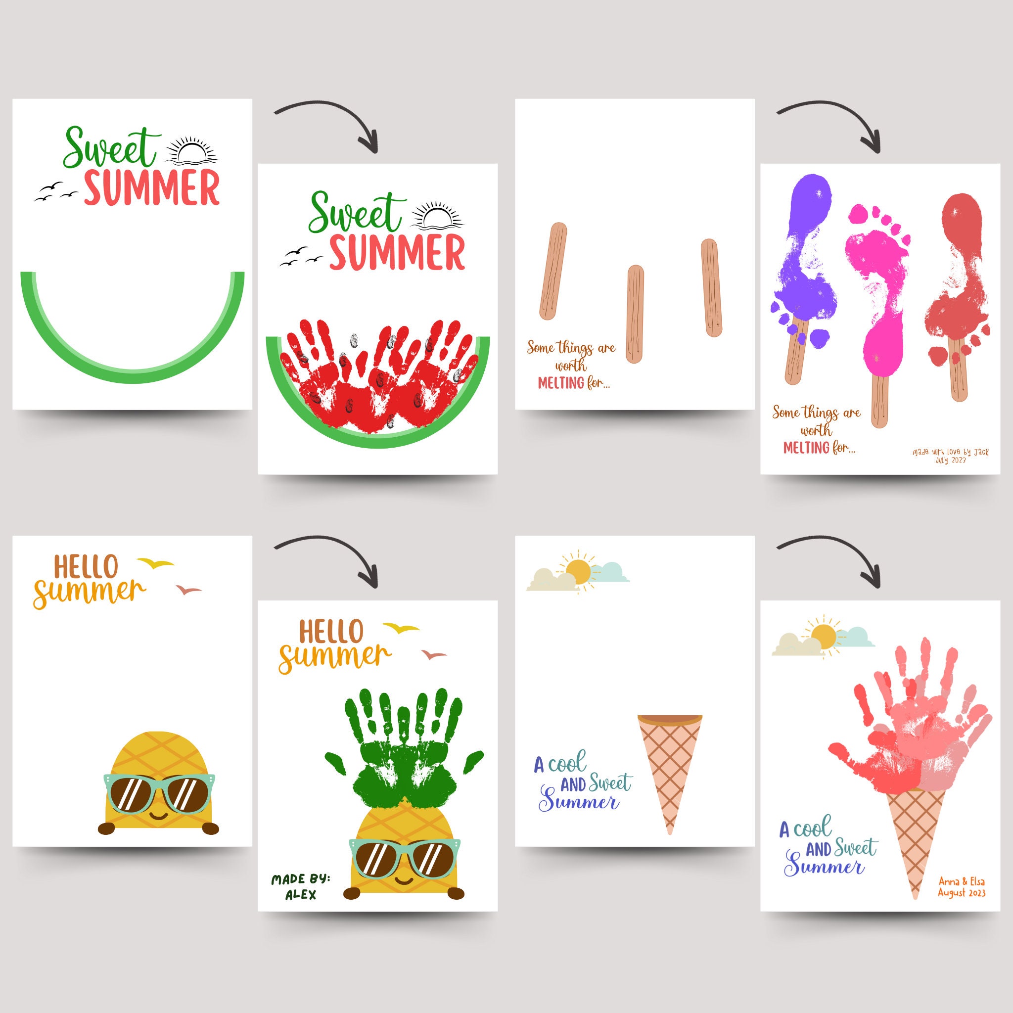 Summer Handprint Craft Printable, Footprint Art for Kids, Toddler ...