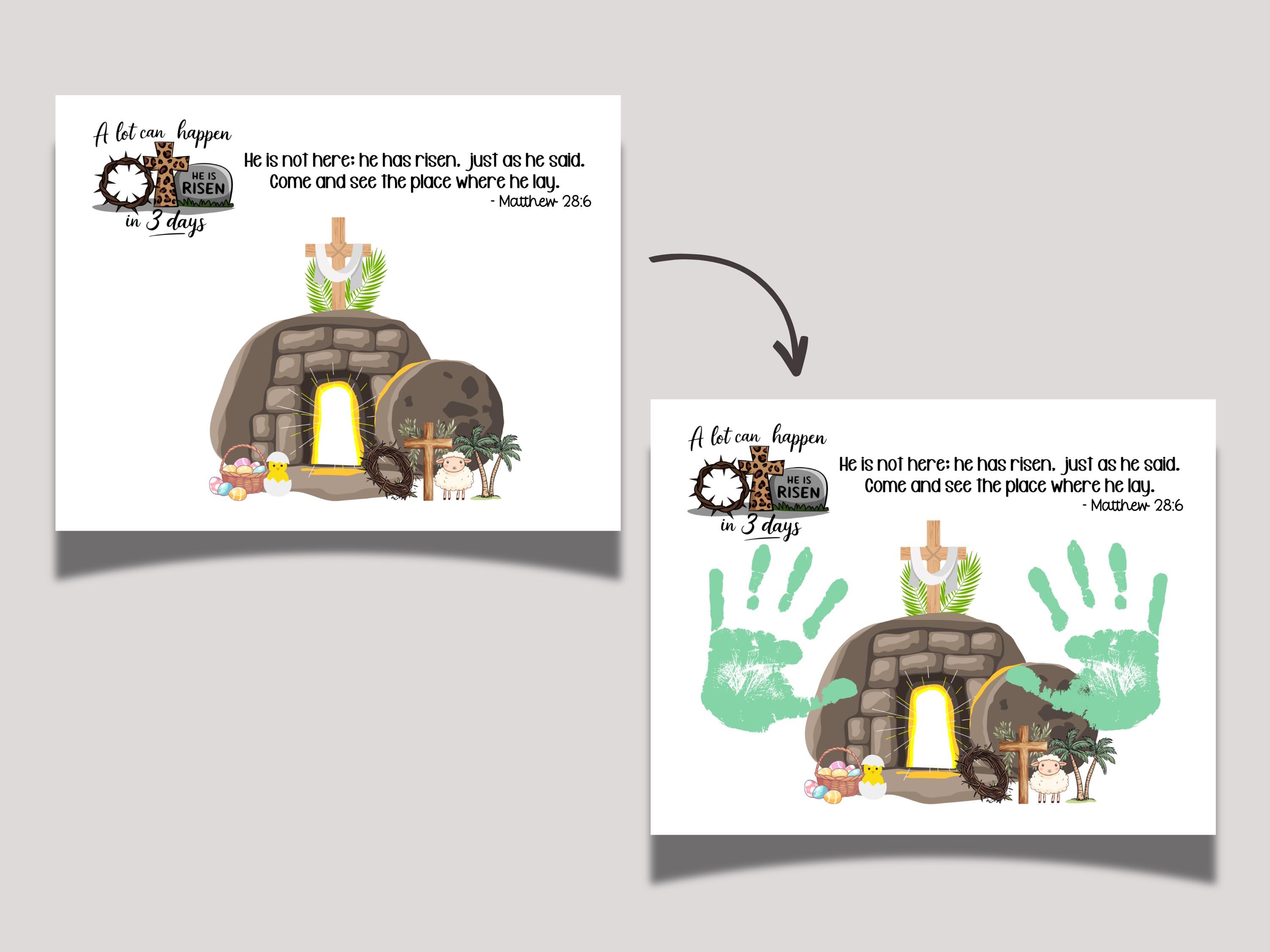 Christian Easter Handprint Craft Jesus Resurrection Printable, DIY Art ...