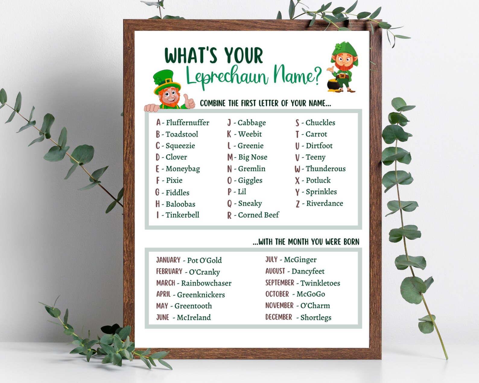 What's Your Leprechaun Name Game Printable St. - Etsy