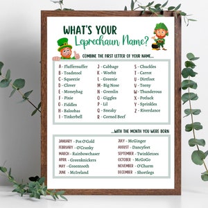 What's Your Leprechaun Name Game Printable St. - Etsy