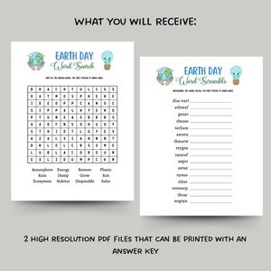 Earth Day Games Printable, Environmental Activity Word Search & Word ...